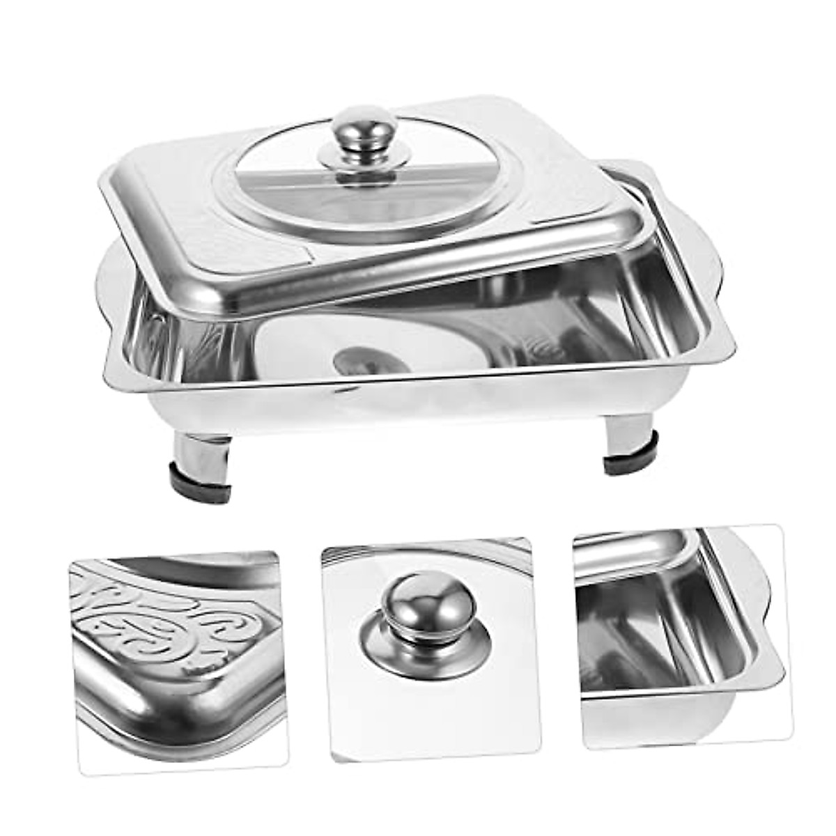 Homoyoyo 1pc Buffet Tray Heated Suit Snack Set Pan with Lid Chafing Trays Warming Tray with Lids Buffet Food Trays Simple Tray Kitchen Food Holder Classic Food Holder Steam Chocolate Plate