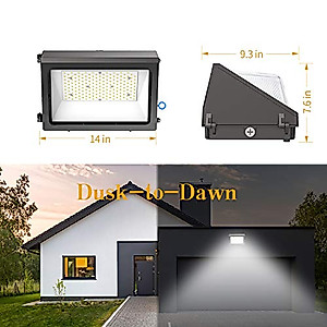 LED Wall Pack Light, 120W 15600LM with Dusk to Dawn Photocell 5000k (100-277V), DLC ETL Certified, Suitable for Outdoor Shop Commercial Security WallPack Lighting for Outside Warehouse, Parking Lot