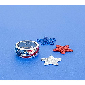 Kate Bissett USA American Flag Patriotic Ring with Red and Blue Enamel and Cubic Zirconia Size 5