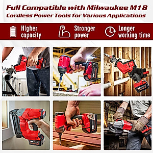 HUSUE 6.5Ah 18V Replacement Battery for Milwaukee M18 Battery, Lithium Battery Compatible with Milwaukee M18 18V 48-11-1815, 48-11-1820, 48-11-1840, 48-11-1850, 48-11-1860 Cordless Power Tools, 2 Pack