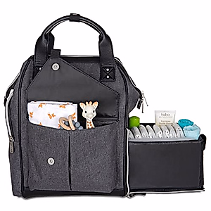 Baby Brezza Lucia Baby Diaper Bag Backpack and Tote – Carry How You Choose – Spacious but Compact Design with 12 Pockets and Slide Out Diaper Caddy, Graphite