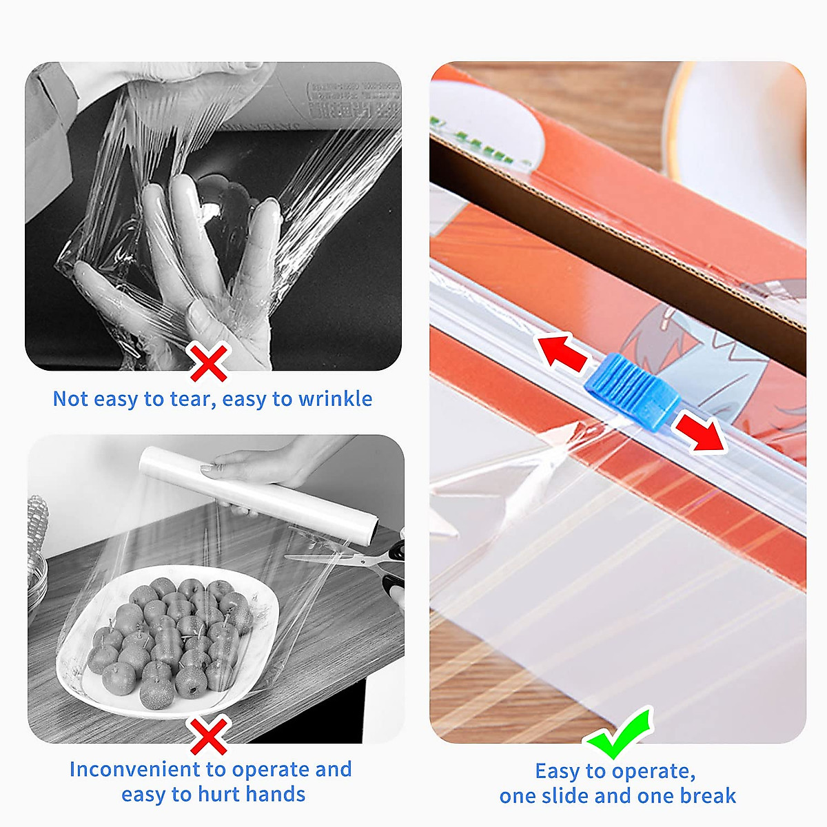6 pcs Plastic Wrap, Aluminum Foil and Wax Paper Dispenser Cutter, Reusable Tin Foil & Cling Wrap & Parchment Paper Dispenser Cutter, Make Your Own Food Dispenser Through 2 types Cutters
