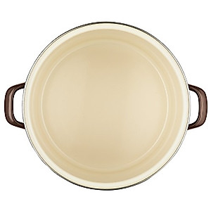 Ayesha Curry Enamel on Steel Stock Pot/Stockpot with Lid, 12 Quart, Brown Sugar