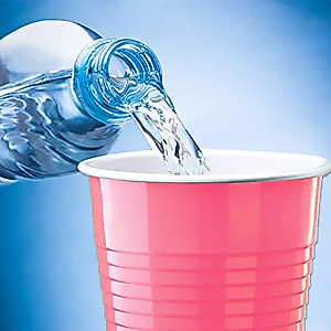 Party Hotteron [50 Count - 12 oz] Disposable Plastic Party Cups 12 oz Pink Red Black 50 Count Plastic Drinking Cups for Party (Pink, 50)