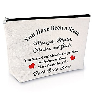 Sfodiary Leaders Boss Appreciation Gifts Makeup Bag Best Boss Gifts for Women Birthday Gift for Manager Mentor Cosmetic Bag Thank You Gift Teacher Gift Ideas Retirement Gift Travel Cosmetic Pouch