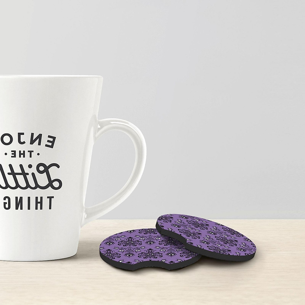 Haunted The Mansion Auto Cup Holder Coasters 2 Pack Universal Car Insert Coaster for Men Women Interior Unique Accessories with A Finger Groove