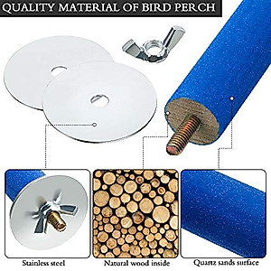 6 Pieces Parrot Cage Shredding Toy Bird Chewing Toys Foraging Hanging Toy Bird Loofah Toys with Bird Perch Stand Toy Blue Paw Grinding Stick for Small Bird Parakeets Cockatiel Conure African Grey