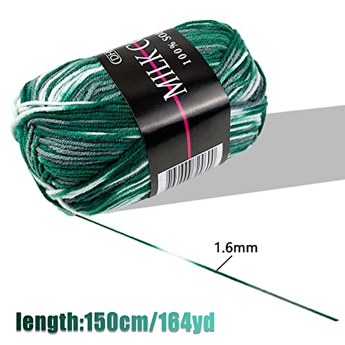 4 ROLL Yarn for Knitting Crochet, Velvet Yarn Knitting Yarn Fabric Cloth for DIY Craft Handmade VOORF Thread New Year Christmas Gift -Green, 142 Yards x 4