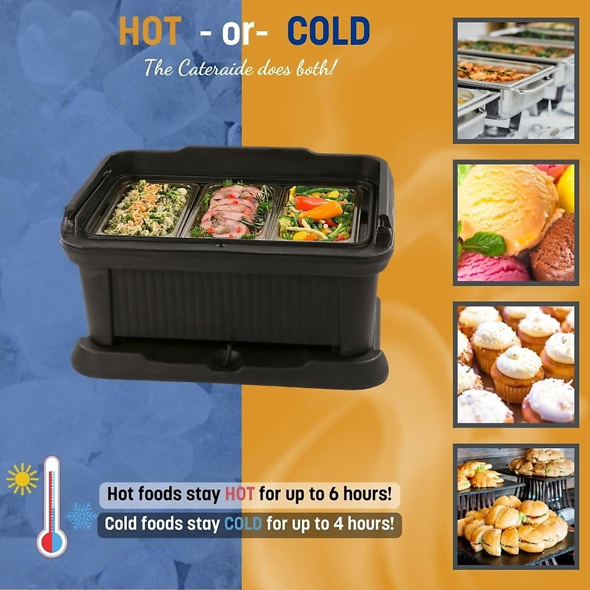 Carlisle FoodService Products Slide 'N Seal Top Loading Insulated Food Pan Carrier Food Pan Holder with Sliding Lid for Catering, Kitchen, and Restaurants, Plastic, 24 Quarts, Black
