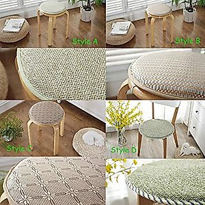 YUMUO Round Spong Seat Cushion,Comfort Breathable Dining Chair Cushions - Perfect for Kitchen Patio Furniture Garden Home S-Cotton Linen 30cmx30cm(11x11inch)