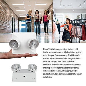 Sure-Lites All-Pro APELMINI-R 1.5 Watt Compact Emergency Light with 2 LED Heads - 90 Minutes Emergency Run Time, Adjustable Heads, Easy Installation, White Finish, 4 Pack