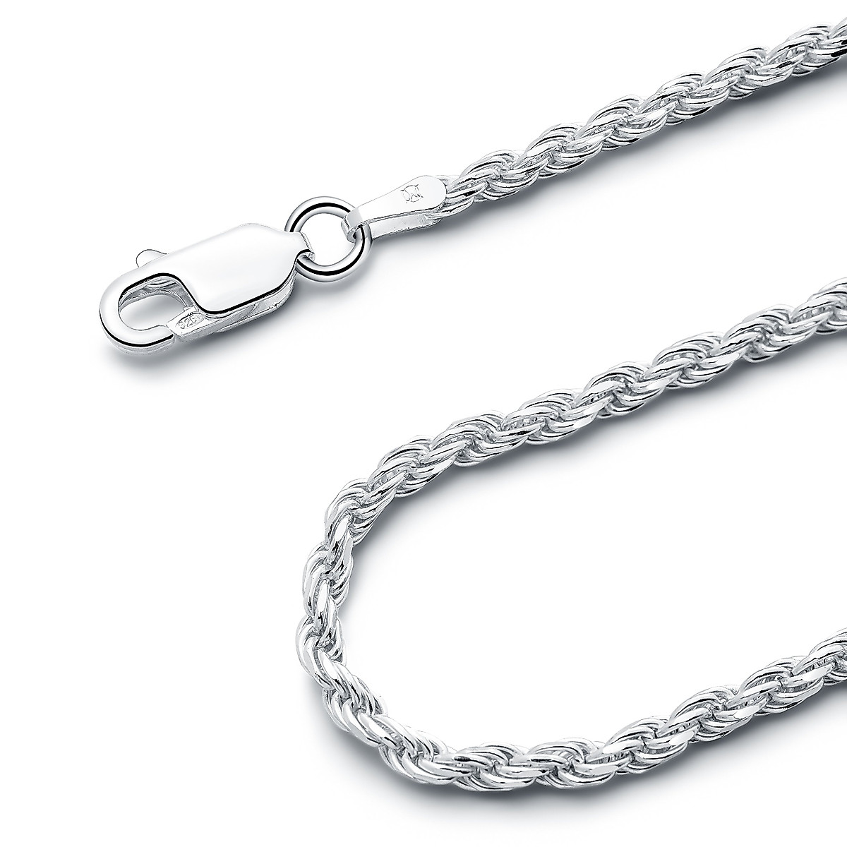 925 Sterling Silver 2.5MM Rope Chain 18