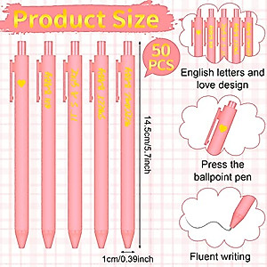 Nuanchu 50 Pcs Baby Shower Pens Retractable Ballpoint Pen with Black Ink Baby Shower Favors for Girl Boy Baby Shower Games Decors Office School Teacher Student Writing Supplies (Pink, Girl Style)