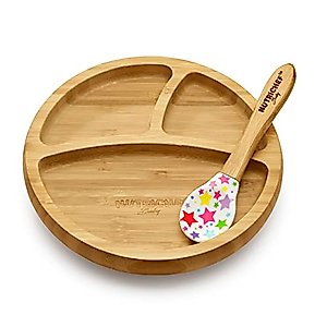 NutriChef Round Bamboo Baby Plate, Star Plate