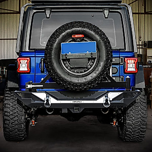 OEDRO Rear Bumper w/Tire Carrier Compatible for 2018-2025 Jeep Wrangler JL & Unlimited JLU (2/4 Doors), Full Width Back Bumper w/Hitch Receiver & D-Rings & Reflective Armor