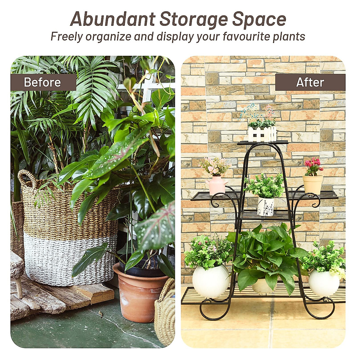 S AFSTAR 7 Tier Plant Stand, Parisian Style Garden Cart Stand, Multi-layer Mental Plant Stand, Plant Flower Pot Display Rack, Pot Holder for Indoor Outdoor Plant Stands for Patio Balcony (Black)