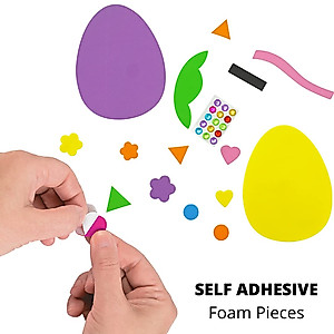 132 Pcs Foam Easter Crafts for Kids Bulk (Individually Wrapped) for Spring Home Activity, Makes 12 Eggs by 4E's Novelty