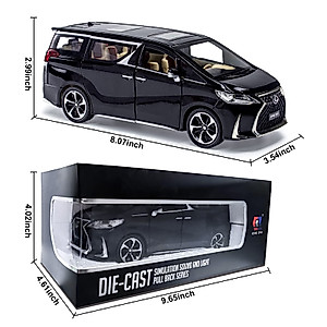 Diecast Metal Model Toy Car-1:24 Scale Model Car with Sound and Light, Model Car with Sound and Light for Kids Age 3+ Year. (Black)