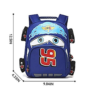 QWZY Toddler Boys Girls Backpack Waterproof Cartoon Truck Car Kindergarten Child Snack School Bag (Blue)