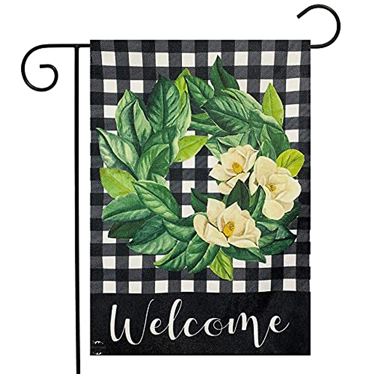 Magnolia Wreath Burlap Winter Garden Flag Welcome Floral 12.5" x 18"