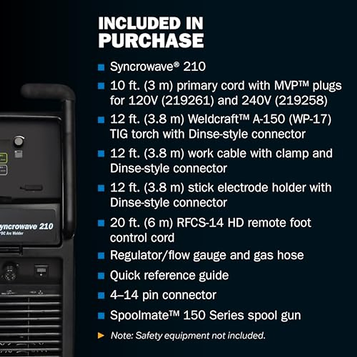 Miller 951684 Syncrowave 210 TIG MIG Spoolmate 150 Package - Multiprocess Stick, MIG & AC/DC TIG Welder Machine - Multi Process Welding Machine with TIG Torch, Foot Control & MIG Welder Gun