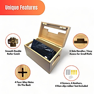 Newtures 33 Gallon Bamboo Grocery Bag Holder, Eco-Friendly, No Assembly Required, Fits 13-33 Gallon Bags, 10x6x6 Inches