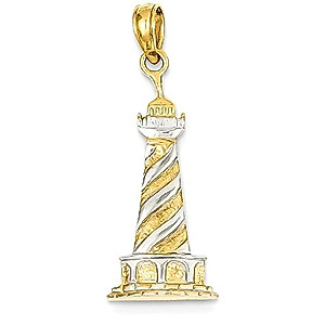 IceCarats 14K Yellow Gold Cape Hatteras Lighthouse Necklace Charm Pendant 29mm x 10mm Only
