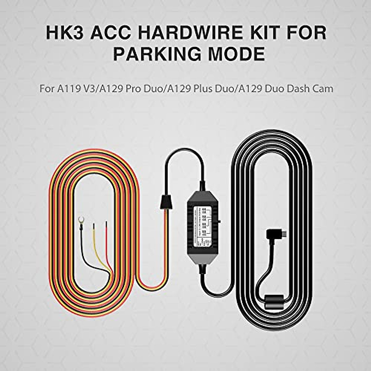 VIOFO HK3 ACC Hardwire Kit for A129, A129 Plus, A129 PRO, A129 IR, A119V3, Enables Parking Mode, Low Voltage Protection