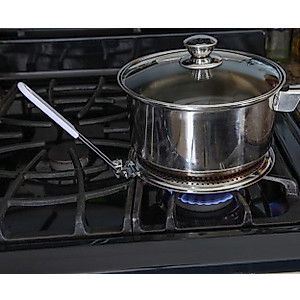 Home-X Stainless Steel Heat Diffuser for Gas and Electric Stove, Induction Cooktop Compatibility, Simmer Plate, Even Heat Distribution, Food Warmer, Flame Guard for Gas Top Cooking, Cool-Touch Handle