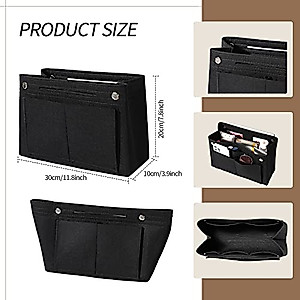 Black Work Tote Handbags for Women Tote Purse with Purse Organizer PU Leather Tote Bag Large Women's Tote Bags and Bag Organizer Insert with Zipper Pouch Lining, Layered Storage for Easy Organization