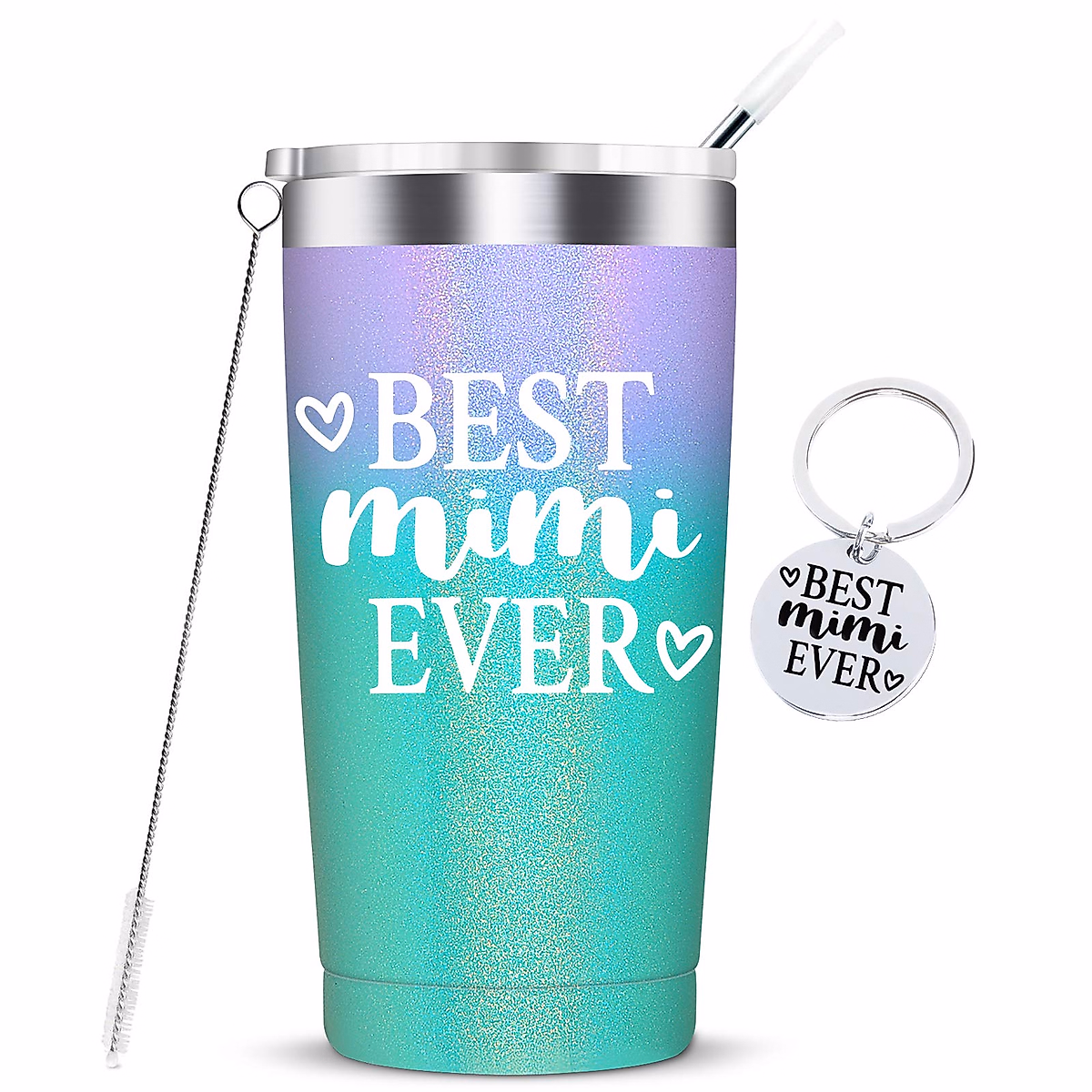KOOLDRINK Best Mimi Ever-Grandma Gifts from Granddaughter Grandson-Mothers Day Birthday Christmas Gifts for Grandma Mom-Insulated Travel Mug with Lid and Straw 20Ounce Multicolor