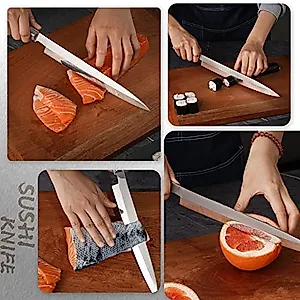 CHUYIREN Sushi Knife Sashimi Knife- 9.5 inch(240mm) 2PK, Wooden Handle And Wenge Wood Handle