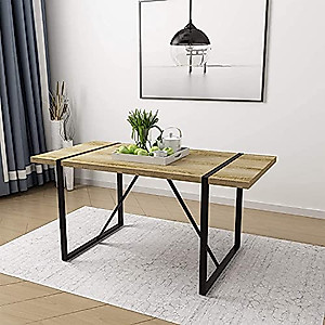 TABU 63 Inch Rectangular Multi-Purpose Table for 4-6, Industrial Style Heavy-Duty Table with Wood Tabletop and Metal Frame for Home,Office,Dining Room