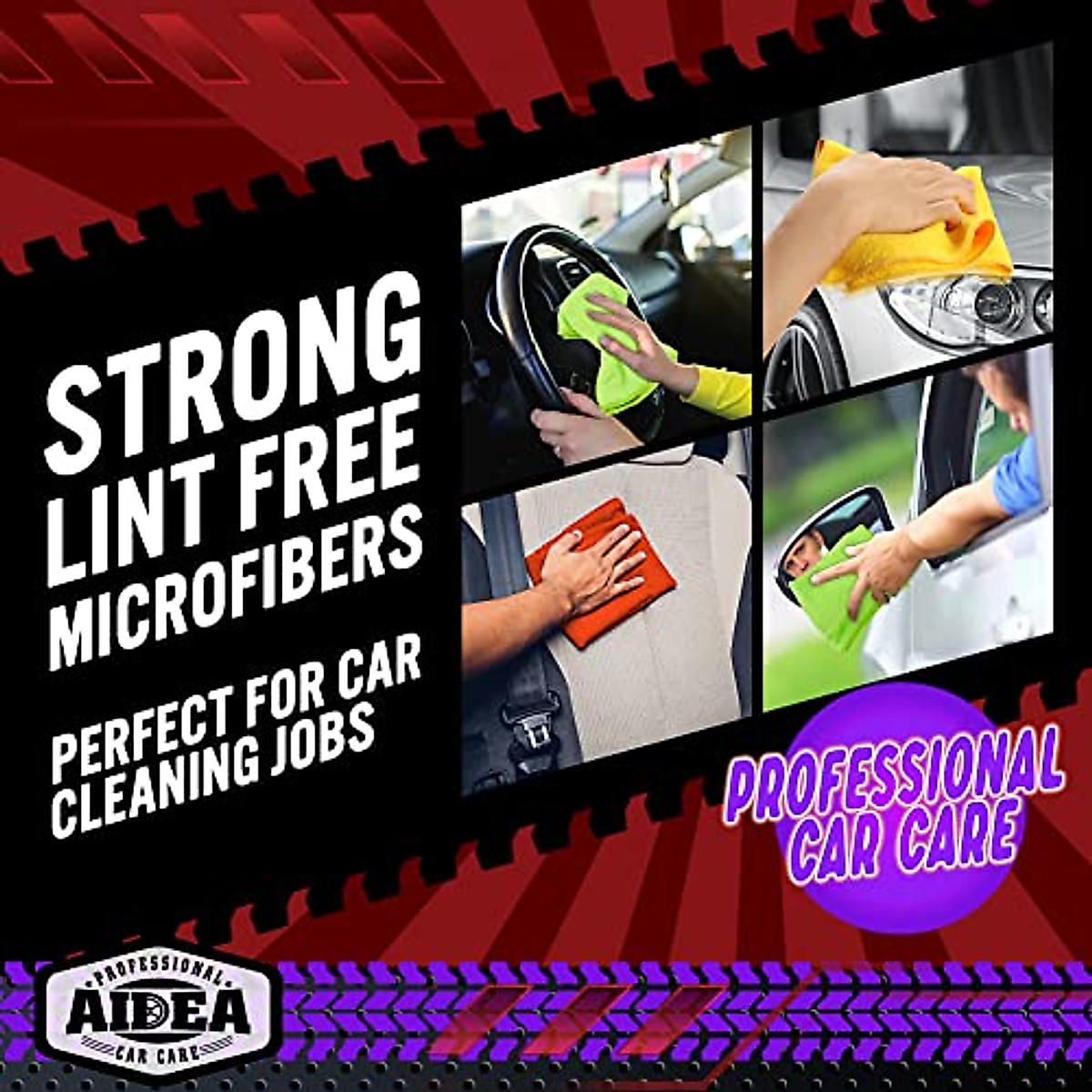 AIDEA Microfiber Cleaning Cloths-50 Pack, Premium All-Purpose Car Cloth, Lint Free, Scratch-Free, Absorbent Cleaning Towel for Cars, SUVs, RVs, Trucks, and Boats Gifts(12in.x12in.)