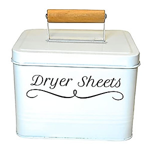 Dryer sheet holder Dispenser Box Container | Modern farmhouse dryer sheet container for laundy room accesories and decor with lid| White
