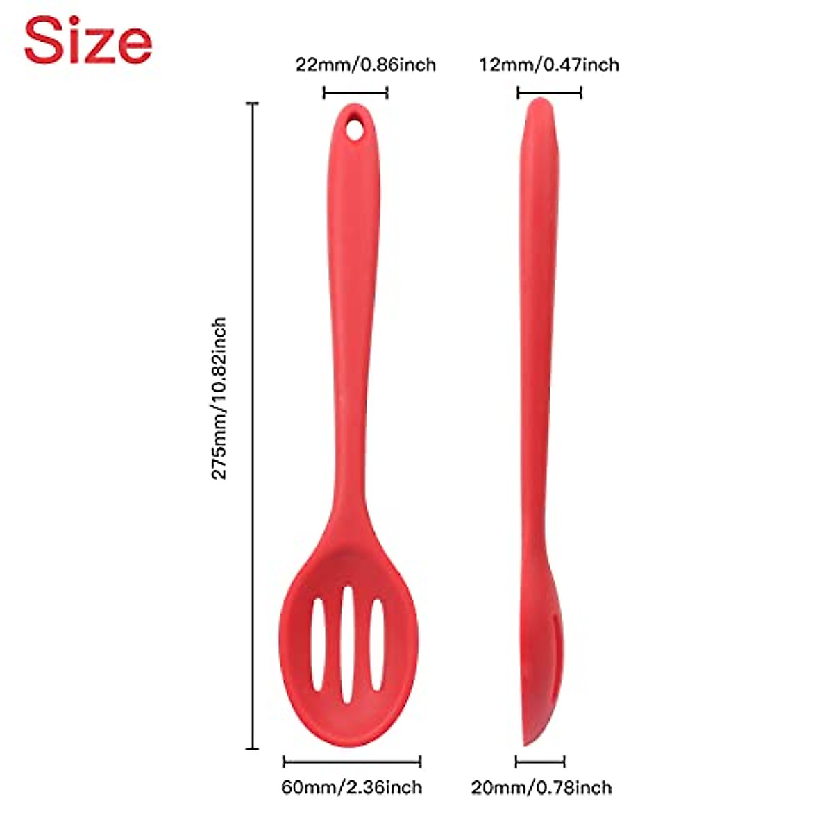 MJIYA Silicone Slotted Serving Spoon, Nonstick Mixing Spoon, Silicone Heat Resistant Kitchen Cooking Utensils Non-Stick Baking Tool Tongs ladle Gadget (Red)