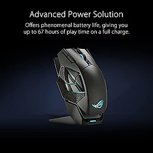 ASUS ROG Spatha X Wireless Gaming Mouse (Magnetic Charging Stand, 12 Programmable Buttons, 19,000 DPI, Push-fit Hot Swap Switch Sockets, ROG Micro Switches&Paracord and Aura RGB lighting),Black