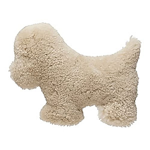 Creative Co-Op New Zealand Lamb Fur Dog Shaped, Cream Pillows, 17" L x 11" W x 3" H