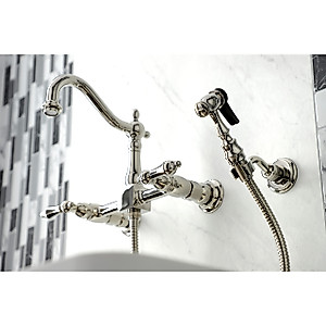 Kingston Brass KS1266ALBS Heritage Bridge Kitchen Faucet, Polished Nickel