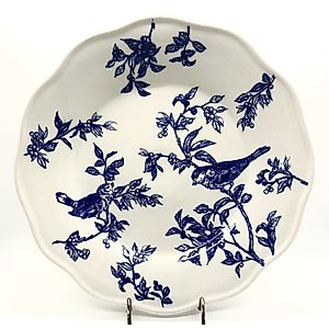 ChinaFind Antique Blue French Toile Blue Bird Plate Dinner Plate, 10 Inch