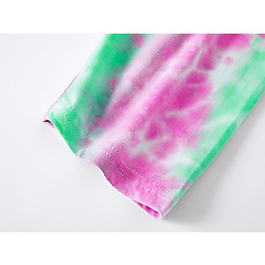 Tebbis Girls Fall Tropical Flamingo Tie Dye Pajamas Soft Cotton PJ Long Set for Tweens & Teens Size 16