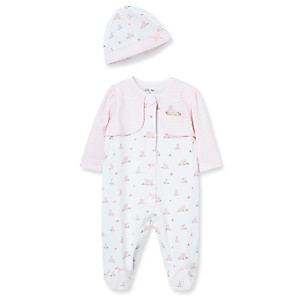 Little Me Baby Clothes & Outfits - Girls One Piece Hat & Footed Sleeper Pajamas - Preemie , Baby Bunnies