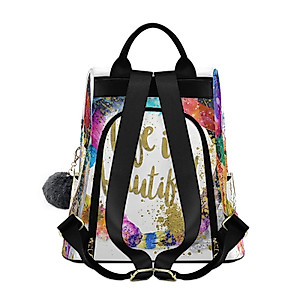 ALAZA Boho Bohemian Feather Backpack Purse for Women Anti Theft Fashion Back Pack Shoulder Bag