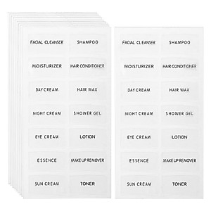 140pcs Clear Bathroom Labels Beauty Organization Labels Waterproof Body Wash Shampoo Dispenser Sticker Skin Care Bottle Stickers for Lotion Cream Cosmetic Travel Bottles Labels