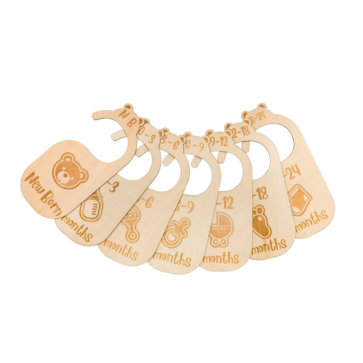 RubyRoo Baby Closet Dividers - Nursery Closet Organizer Hangers for Baby Clothing - Premium Wood Infant Size Age Hanging Closet Organizer - Kid Closet Decor - Engraved Style