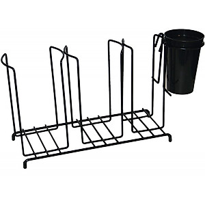 San Jamar C8003WFS Steel Cup and Lid Wire Organizer with Caddy and 3 Stacks, Black