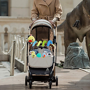 Caterbee Baby car seat Toys, Activity Spiral hangings Stroller Toys, Plush Crib Toys with Squeaky for boy or Girl (Duck)