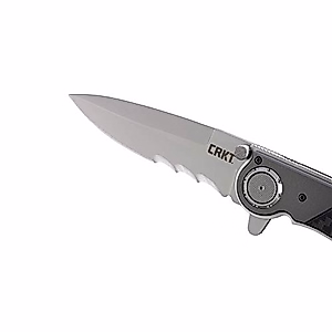 CRKT M40-15 EDC Folding Pocket Knife: Heavy Duty Everyday Carry, Spearpoint Blade with Veff Serrations, Flipper, Deadbolt Lock, Aluminum & GRN Handle, 4-Position Pocket Clip