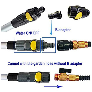 60 Inch Car Wash Brush 12" with Soft Bristle Head Flow-Through Heavy Duty Tri-Level Dip Auto Car Wash Brush Long Handle Car Exterior Washing Yellow