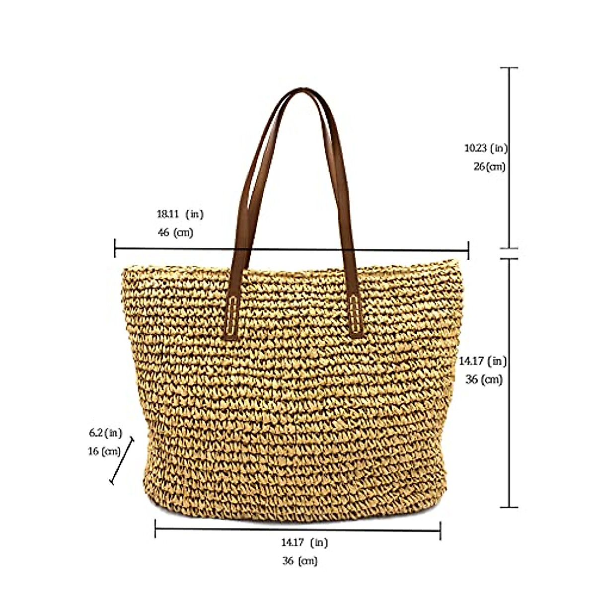 Romfor Women Large Straw Bag Handmade Summer Beach Shoulder Bag
